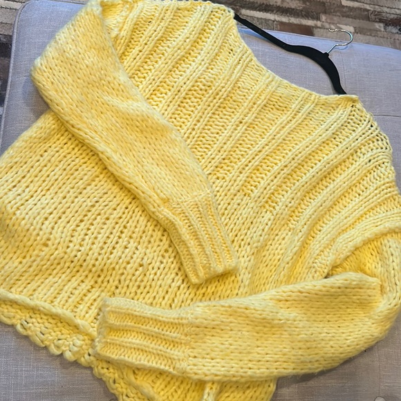Free People | Sweaters | Free People Thick Chunky Knit Oversized Yellow ...